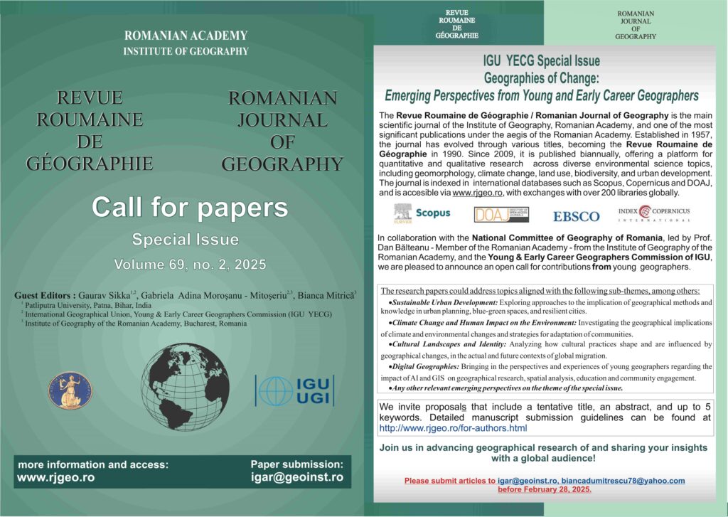 Call for papers : IGU YECG Special Issue - Geographies of Change - IGU-YECG